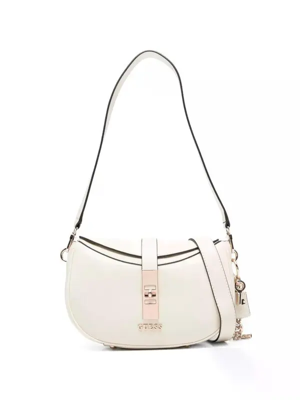 Guess Brooke Logo Charm Shoulder Bag - Neutrals