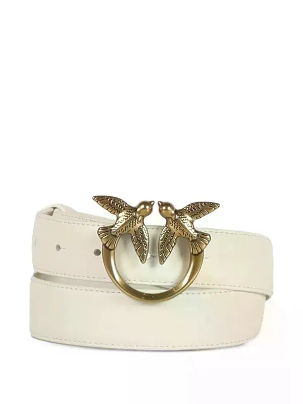 Pinko Love Birds Leather Belt - Neutrals