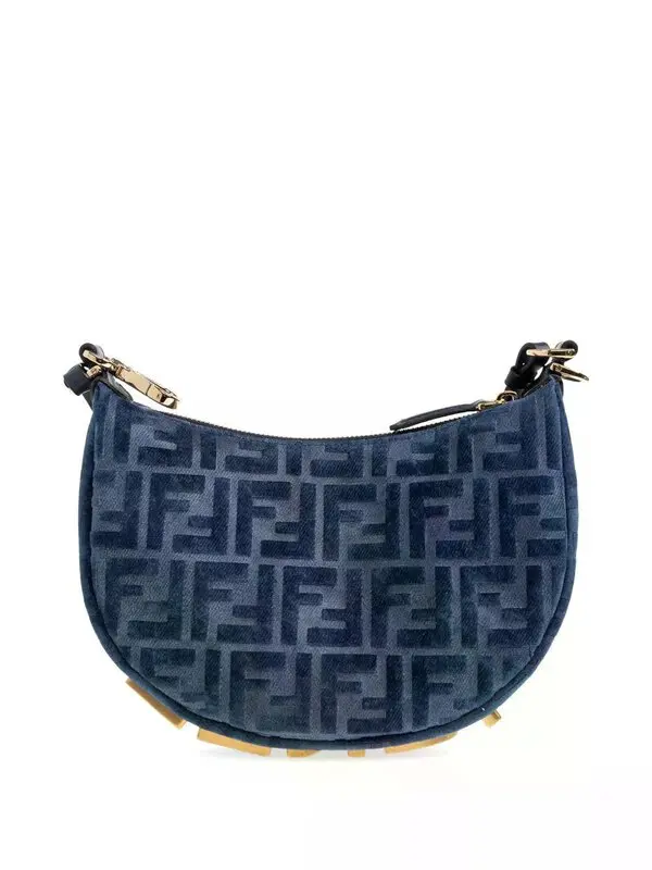 Fendi Mini Graphy Monogram-logo Shoulder Bag - Blue