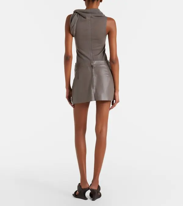 Rick Owens Fog Leather Mini Skirt - Grey