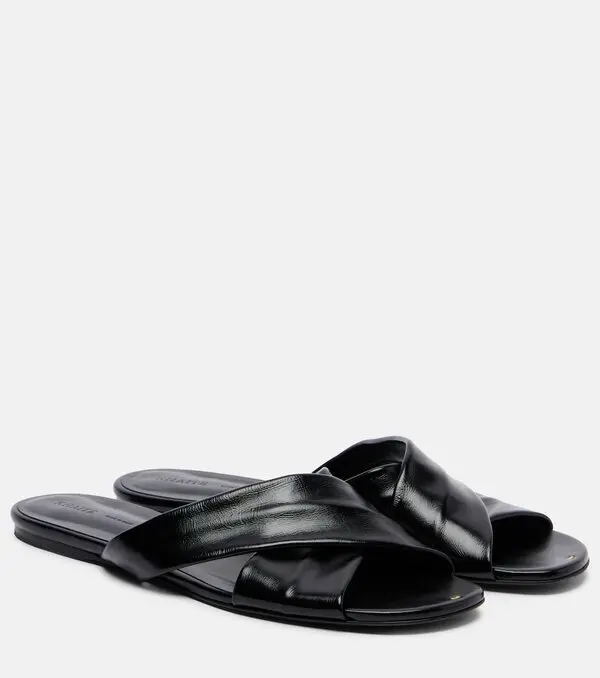 Khaite Liria Leather Slides - Black