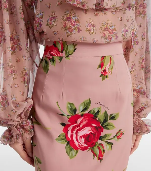 Dolce & Gabbana Floral Silk-blend Midi Skirt