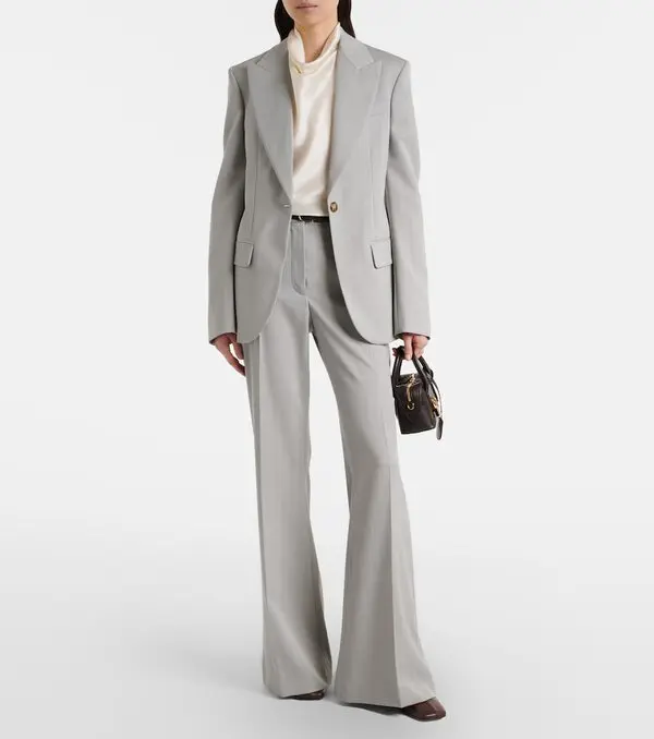 Stella McCartney Striped Wool Bootcut Pants - Grey