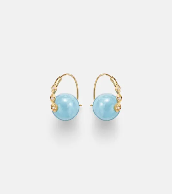SYDNEY EVAN 14kt Gold Earrings With Diamonds And Aquamarines - Blue