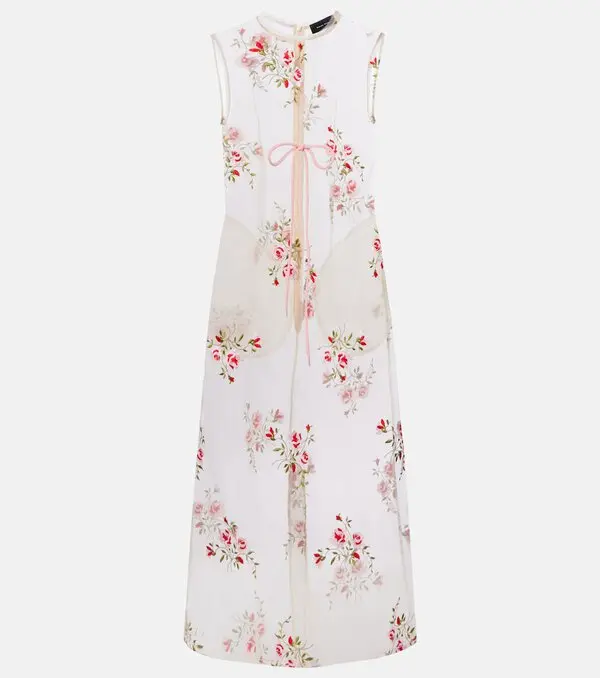 Simone Rocha Embroidered Sheer Organza Midi Dress
