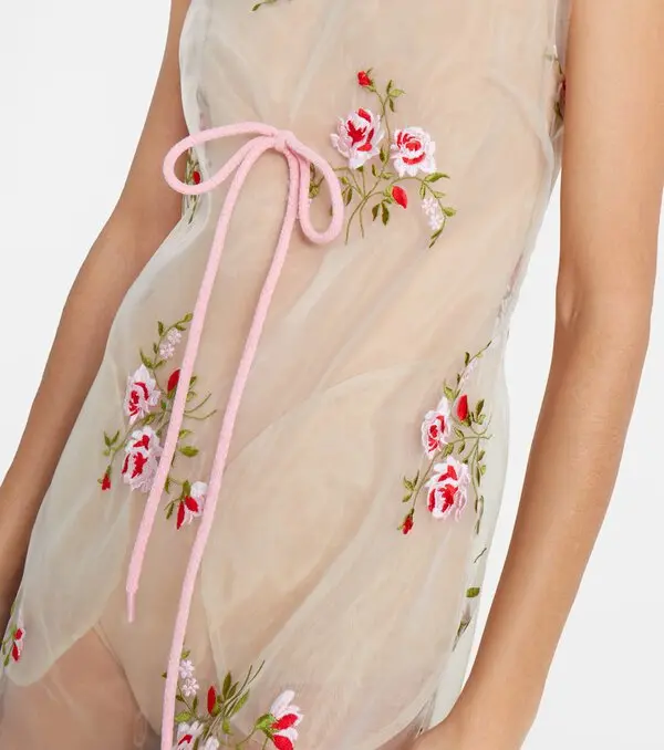 Simone Rocha Embroidered Sheer Organza Midi Dress