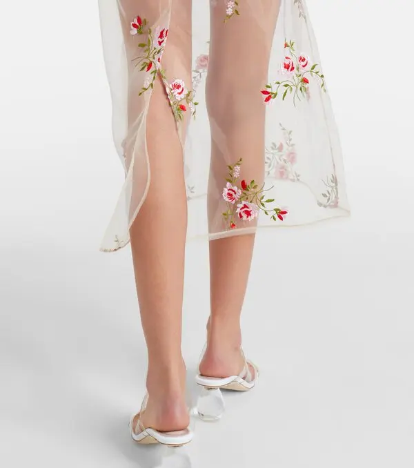 Simone Rocha Embroidered Sheer Organza Midi Dress