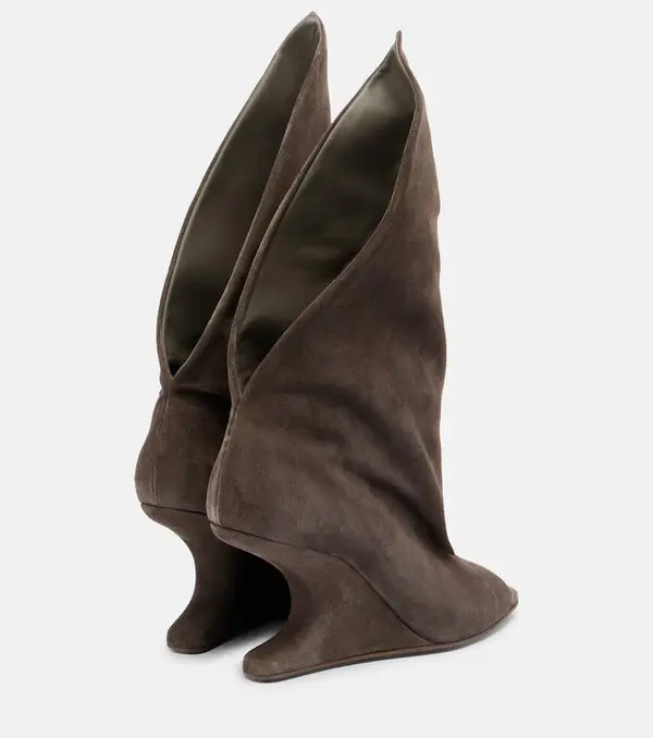 Rick Owens Cantilever Suede Peep-toe Boots