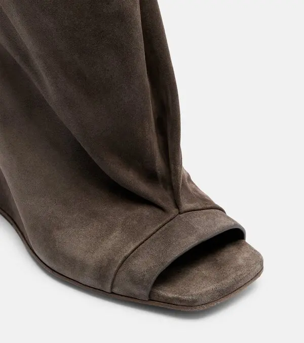 Rick Owens Cantilever Suede Peep-toe Boots