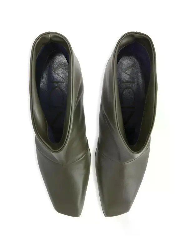 Vicini Square-toe Leather Ankle Boots
