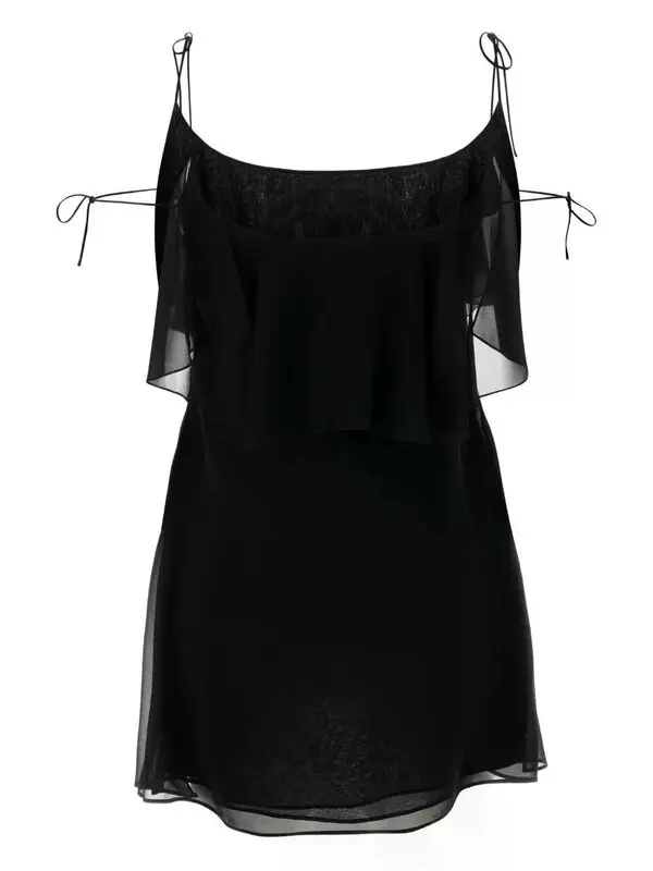 Saint Laurent Ruffled Strappy Dress - Black