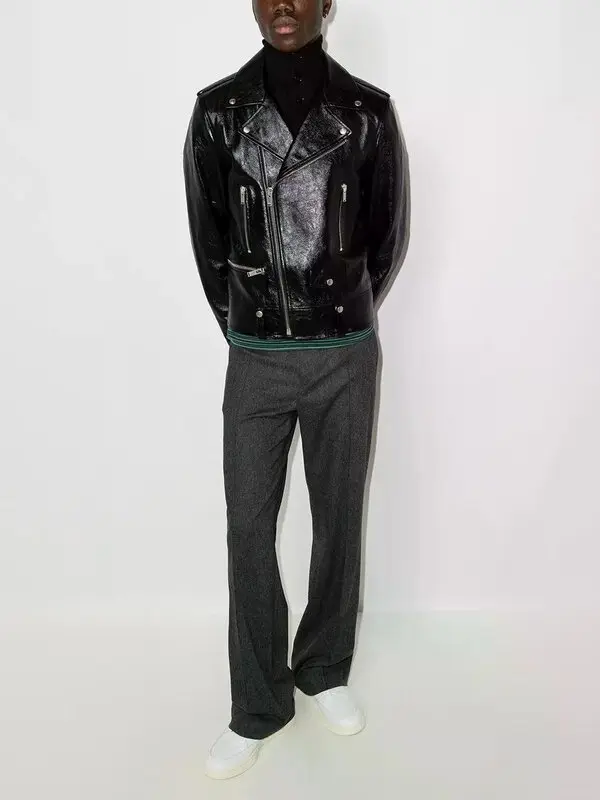 Saint Laurent Leather Zipped Biker Jacket