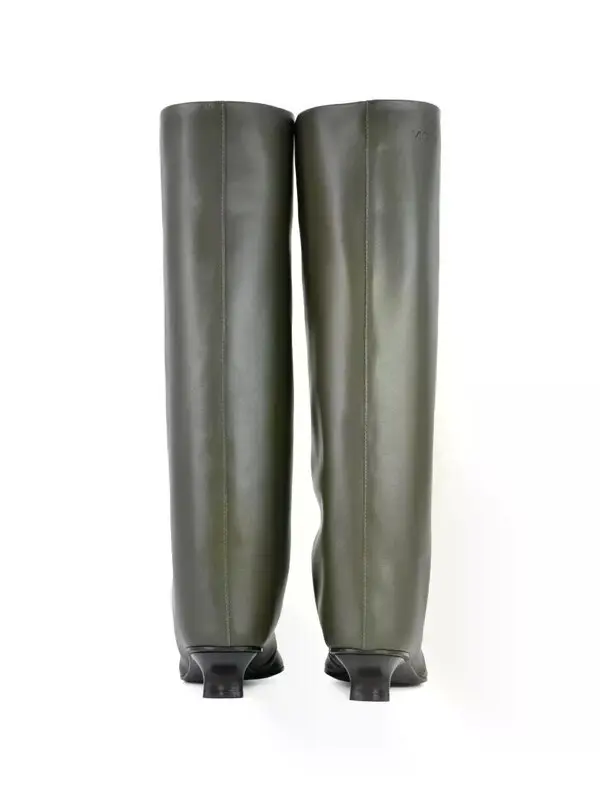 Vicini Square-toe Leather Knee-high Boots - Green