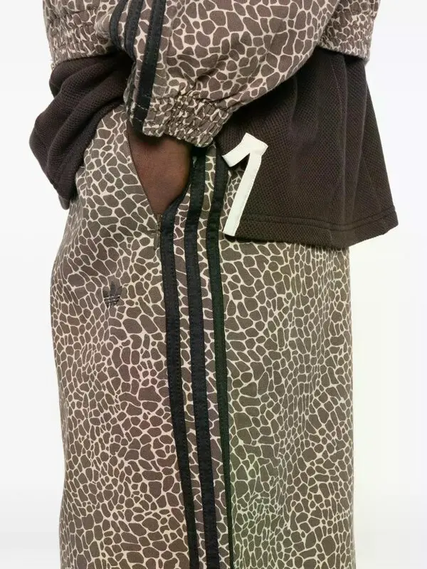 Adidas Wide Leg Track Pants With Leopard Print