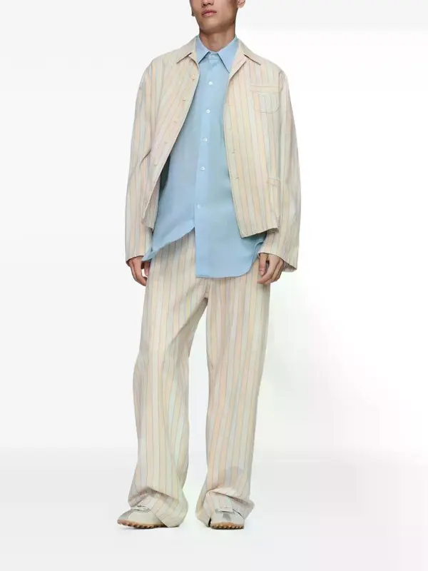 MAISON MARGIELA Striped Cotton Trousers - Neutrals