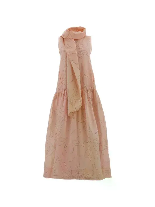Plan C A-line Floral Print Maxi Dress - Pink