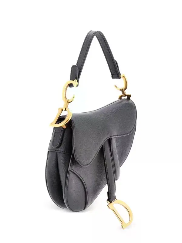Dior Saddle Handbag Leather Mini Shoulder Bag - Black