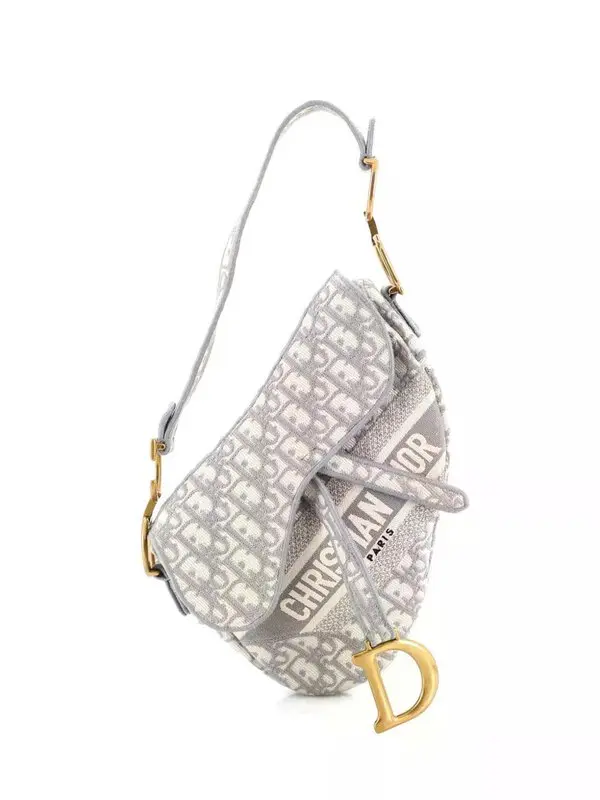 Dior Saddle Bag Oblique Canvas Medium - Grey