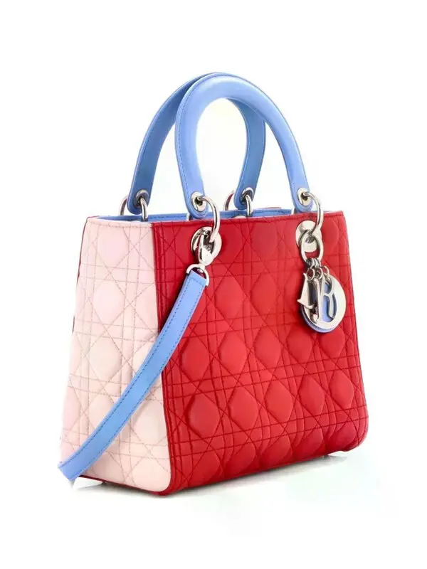 Dior Lady Bag Cannage Quilt Lambskin Satchel - Blue