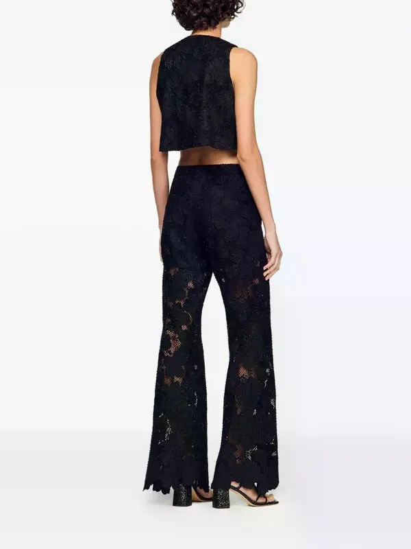 Sandro Embroidered Guipure Lace Trousers