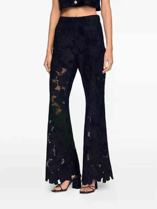 Sandro Embroidered Guipure Lace Trousers