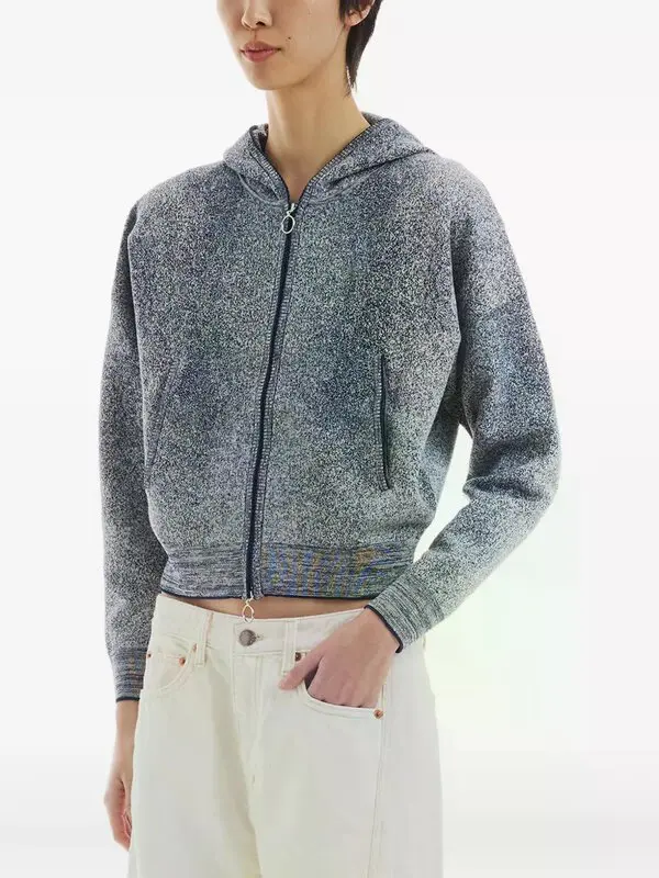 CRUSH COLLECTION Denim-effect Cropped Hooded Jacket