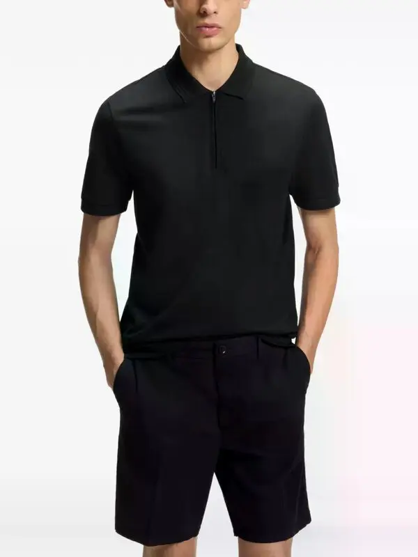 BOSS Zip-fastening Textured Polo Shirt