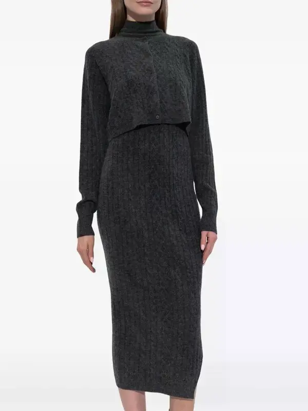 ALLSAINTS Sabine High-neck Cable Knit Midi Dress
