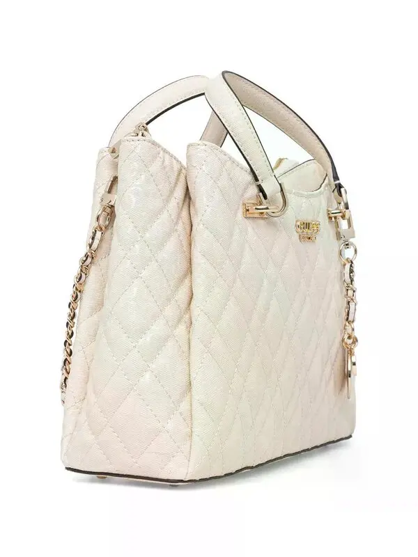 Guess Quilted Pattern Shoulder Bag With Logo Plaque