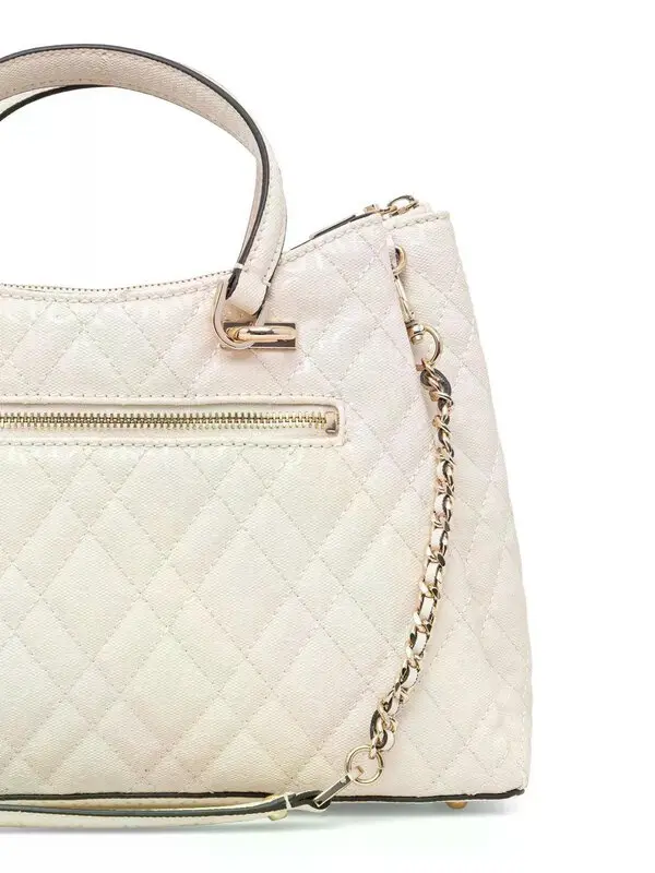 Guess Quilted Pattern Shoulder Bag With Logo Plaque