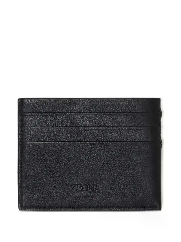 Zegna Leather Card Holder - Black