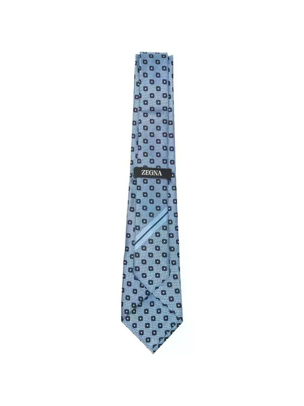 Zegna Square Print Neck Tie - Blue