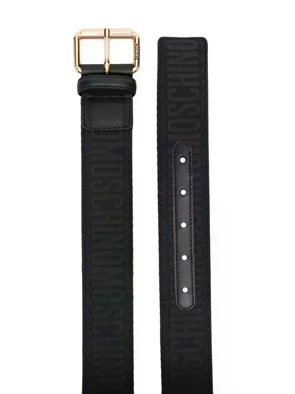 Moschino Monogram Leather Belt - Black