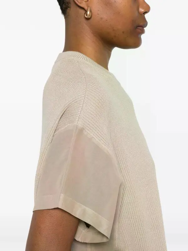 Brunello Cucinelli Panelled Crewneck T-shirt - Neutrals