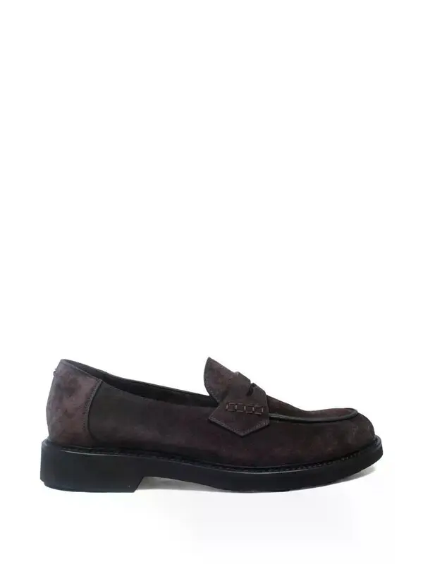 Canali Panelled Penny Leather Loafers