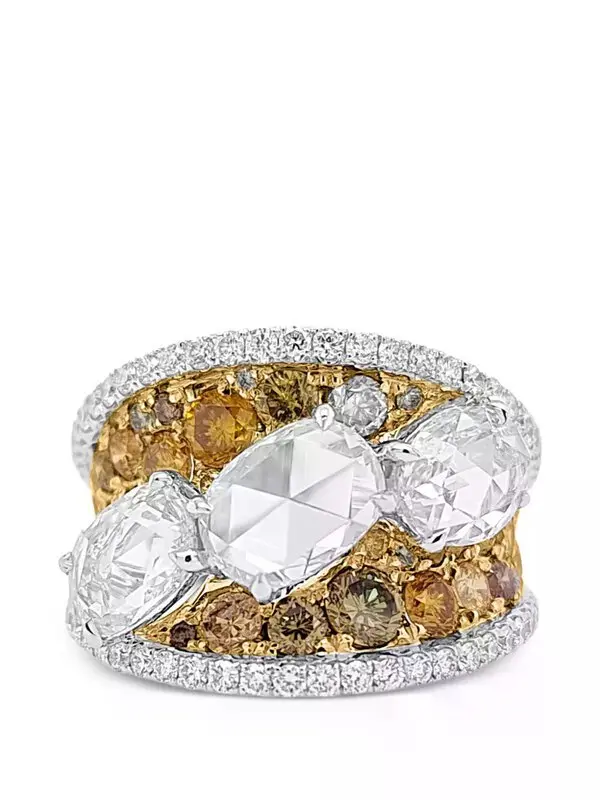 HYT JEWELRY Multi-cut Diamond Cocktail Ring In 18k White Gold - Silver