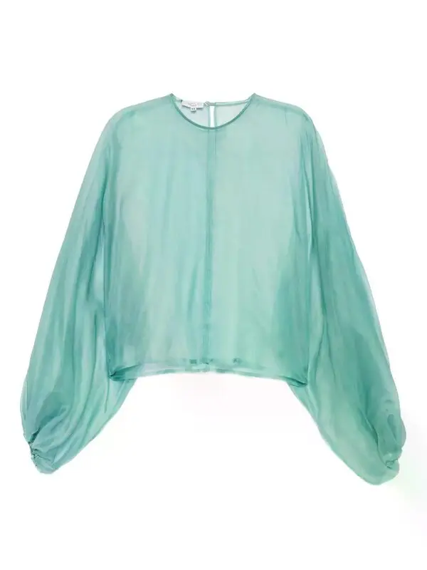 GIADA CURTI Balloon Sleeve Sheer Top - Green
