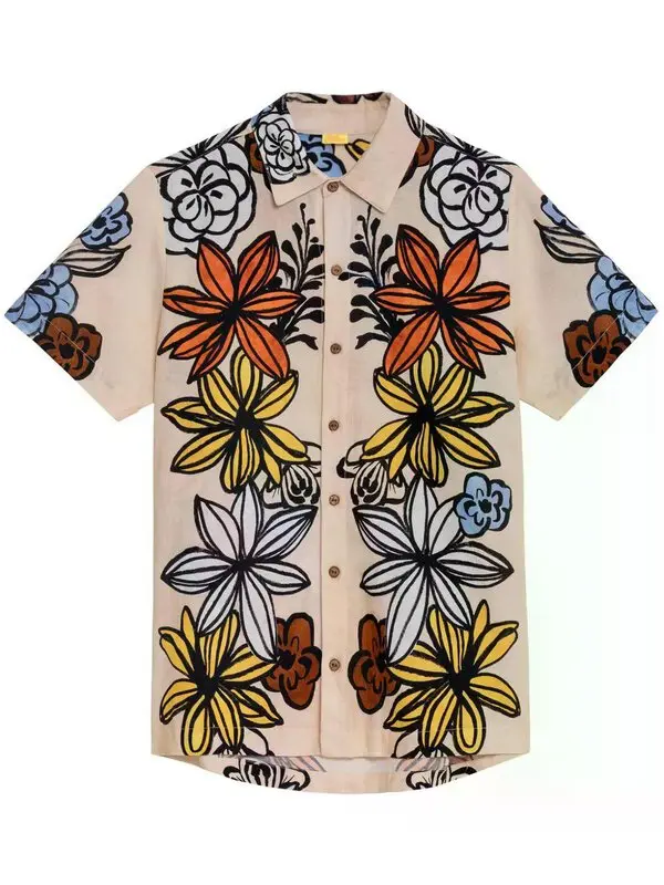 Agua Bendita Jack Shirt With All-over Floral Print - Neutrals