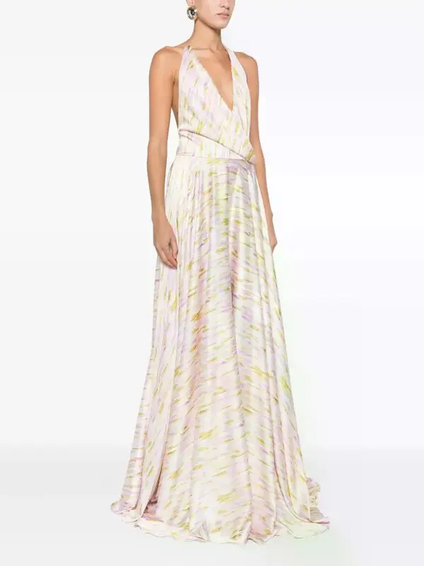 GIADA CURTI Halterneck Maxi Dress In Pastel Print