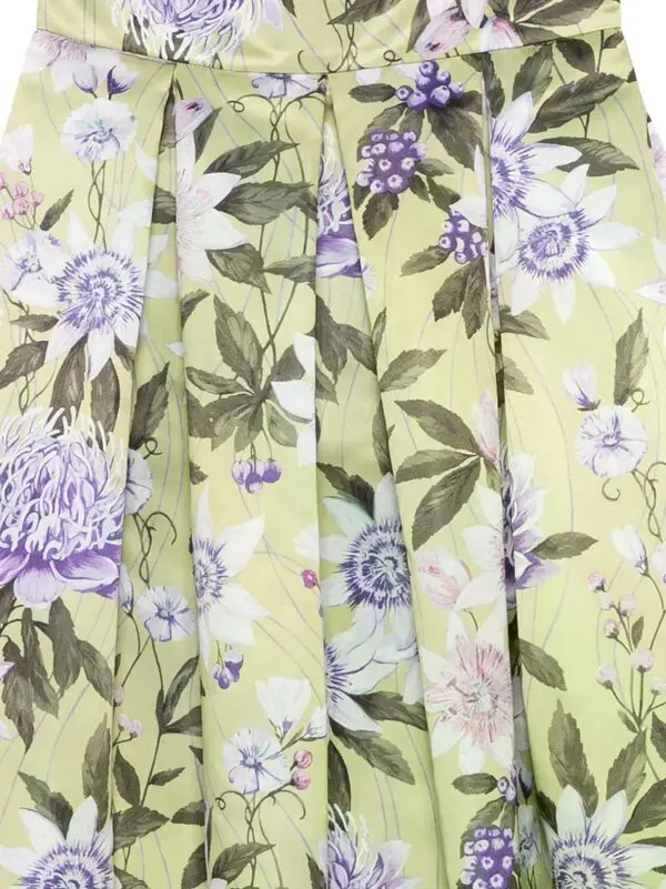 GIADA CURTI Floral Print Pleated A-line Skirt