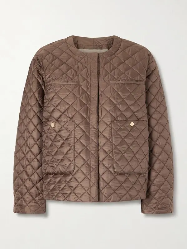 Max Mara Cropped Padded Quilted Jacket - Brown