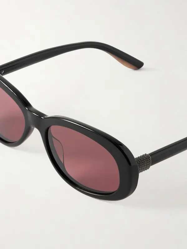 Brunello Cucinelli Claire Oval Frame Sunglasses With Monili Embellishment