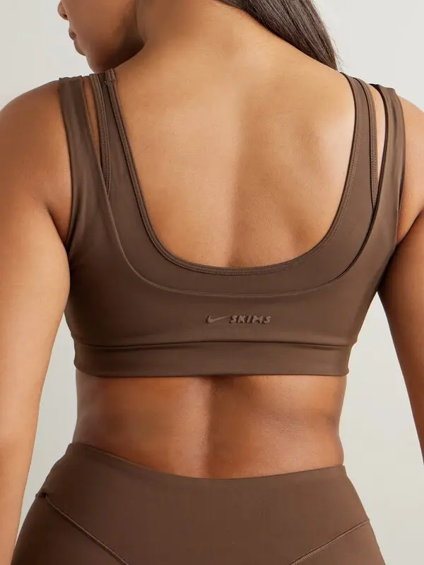 SKIMS Nike Double Strap Scoop Bra - Brown
