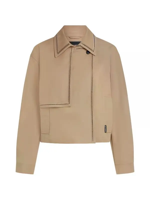 Karl Lagerfeld Embroidered Cut-out Short Trench Coat - Neutrals