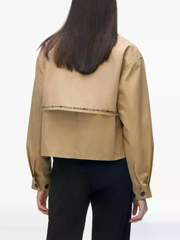 Karl Lagerfeld Embroidered Cut-out Short Trench Coat