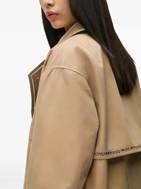 Karl Lagerfeld Embroidered Cut-out Short Trench Coat