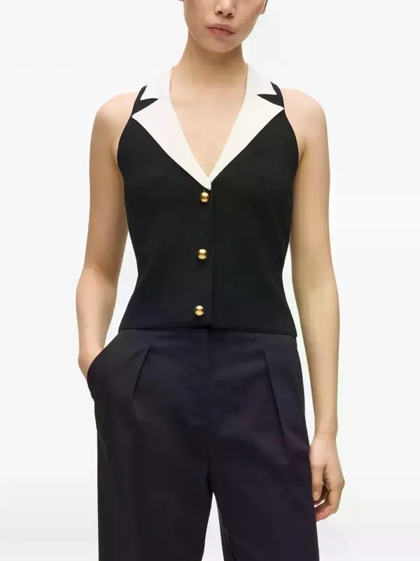 Karl Lagerfeld Sleeveless Button-front V-neck Top