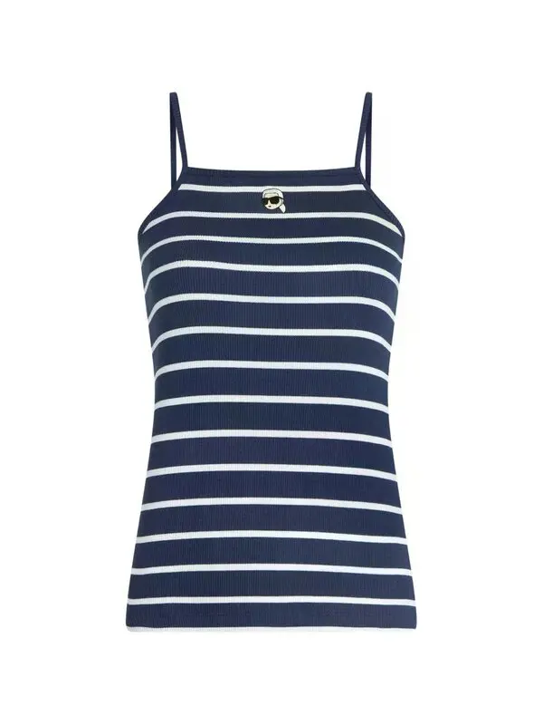 Karl Lagerfeld Ikon Striped Tank Top - Blue