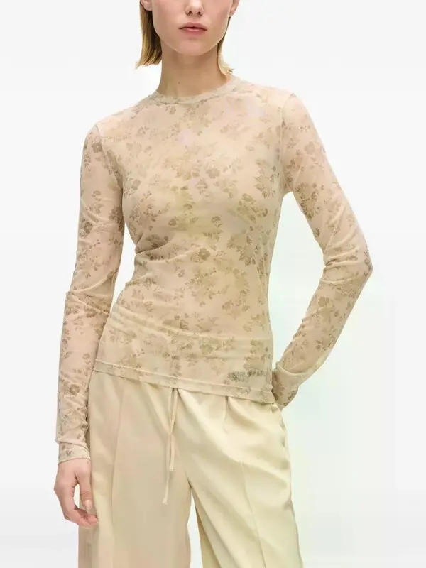 Karl Lagerfeld Floral Print Mesh Top