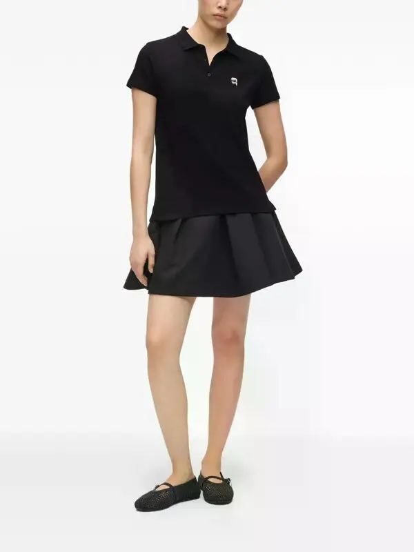 Karl Lagerfeld Ikon Polo Top With Logo Detail - Black
